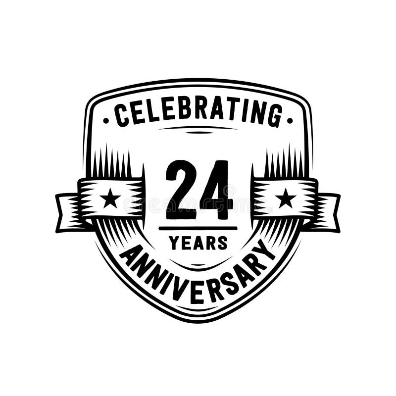 24 Years Anniversary Celebration Shield Design Template. 24th ...