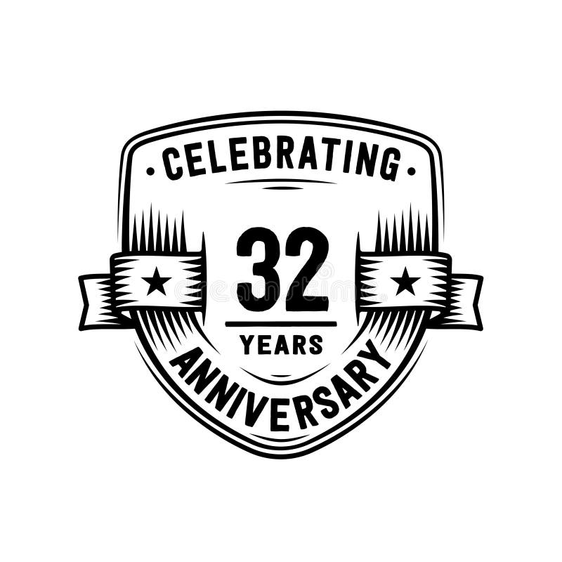 32 Years Anniversary Celebration Shield Design Template. 32nd ...