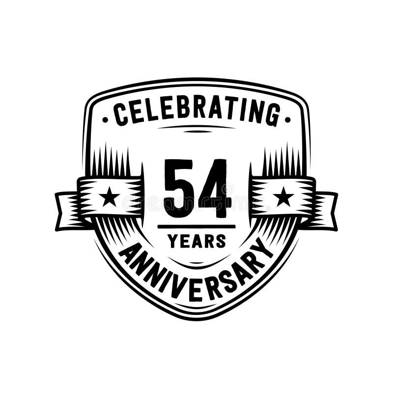 54 Years Anniversary Celebration Shield Design Template. 54th ...