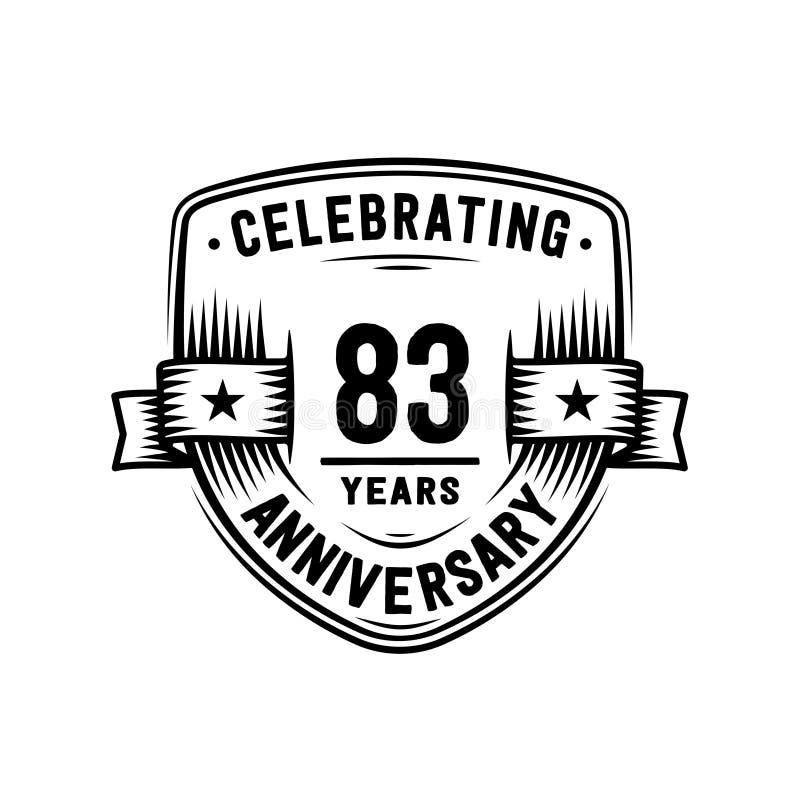 83 Years Anniversary Celebration Shield Design Template. 83rd ...