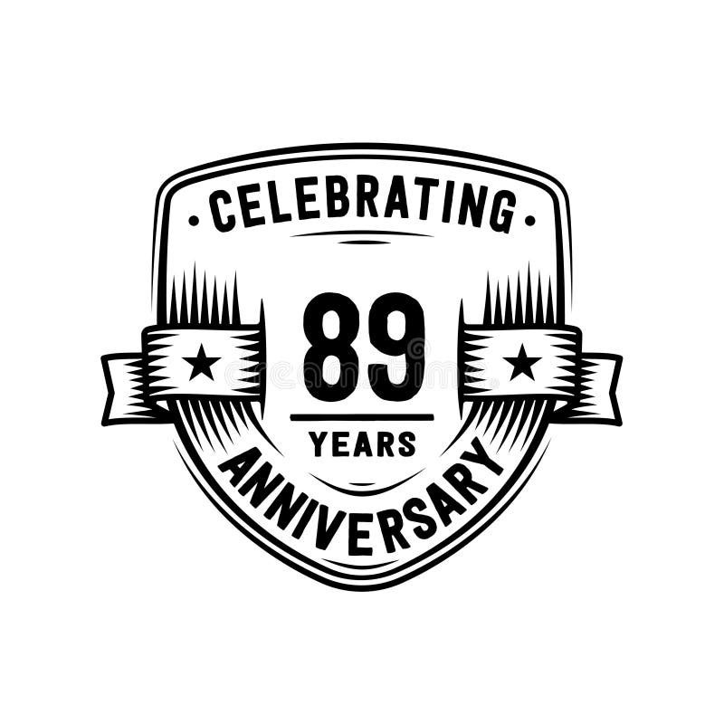 89 Years Anniversary Celebration Shield Design Template. 89th ...