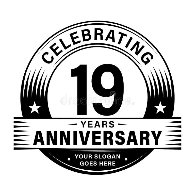 19 Years Anniversary Celebration Design Template. 19th Logo Vector Illustrations. Stock Vector ...