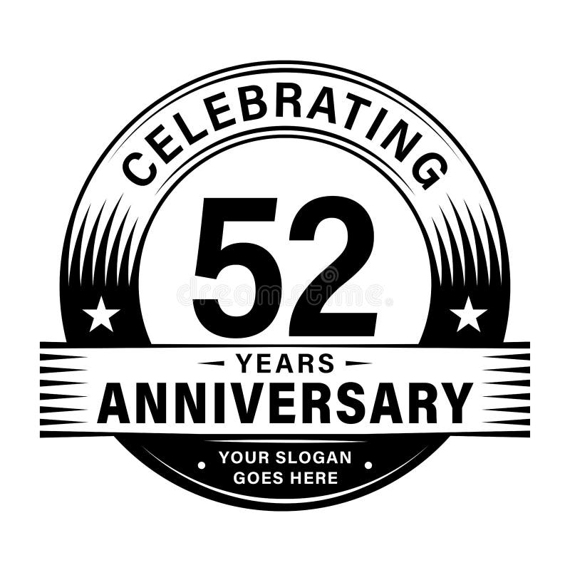 52 Years Anniversary Celebration Design Template. 52nd Logo Vector ...