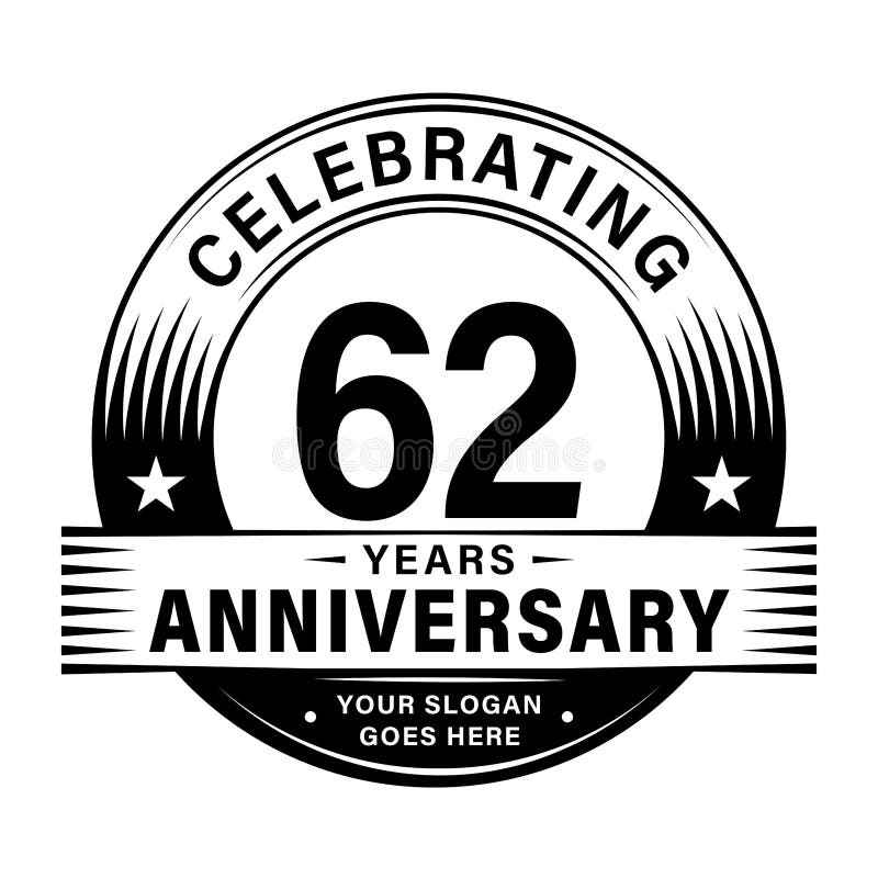 62 Years Anniversary Celebration Design Template. 62nd Logo Vector ...