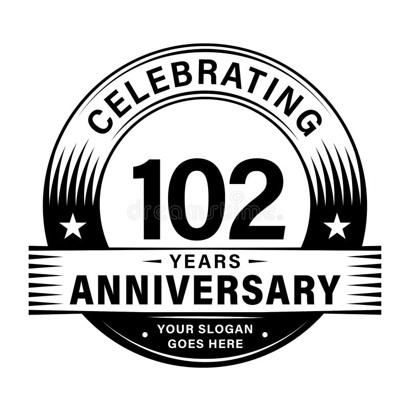 102 Years Anniversary Celebration Design Template. 102nd Logo Vector ...