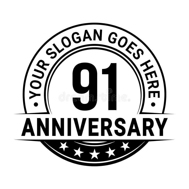 91 Years Anniversary. 91st Anniversary Logo Design Template. Vector and ...
