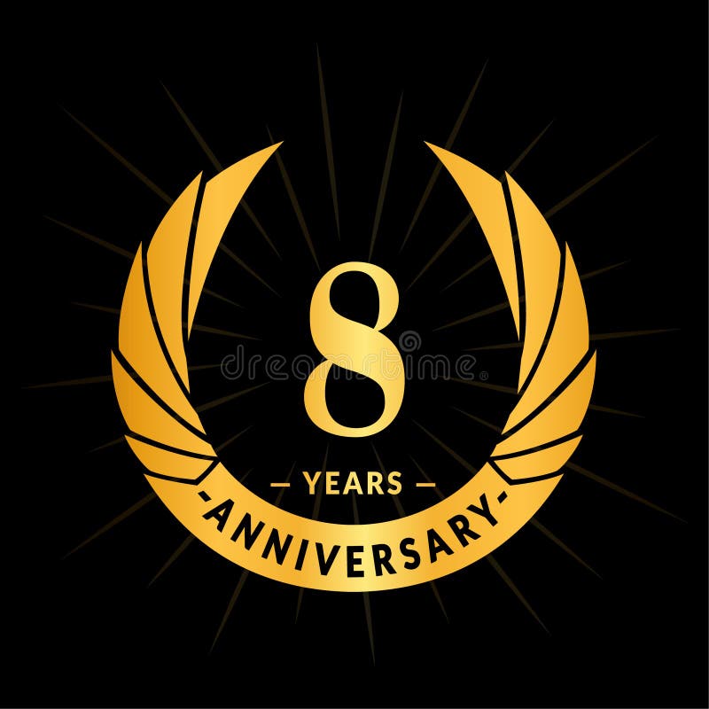 Gold Wreath Happy Anniversary Eight Years Celebration. Stock ...