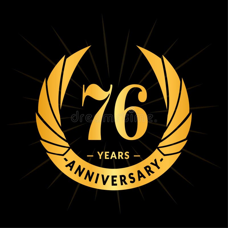 Logo Badge Anniversary Black And Gold 76 Years Stock Vector ...