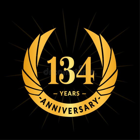 134 Years Anniversary Design Template. Elegant Anniversary Logo Design ...