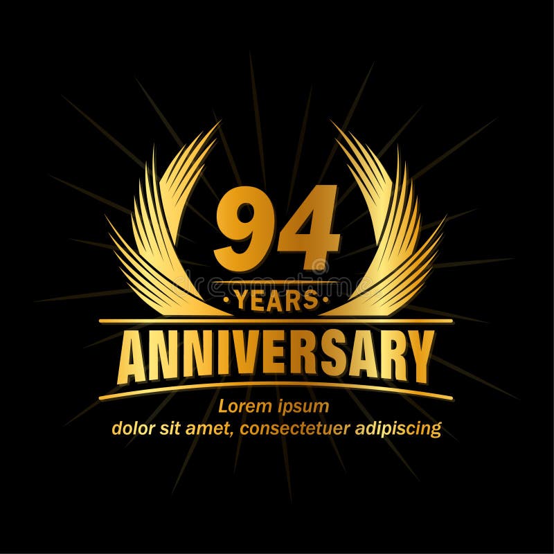 94 Years Anniversary. Elegant Anniversary Design. 94th Years Logo ...