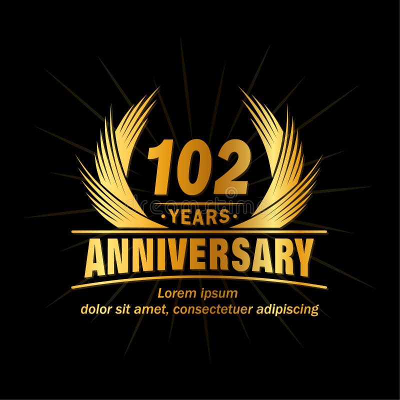 102 Years Anniversary. Elegant Anniversary Design. 102nd Years Logo ...