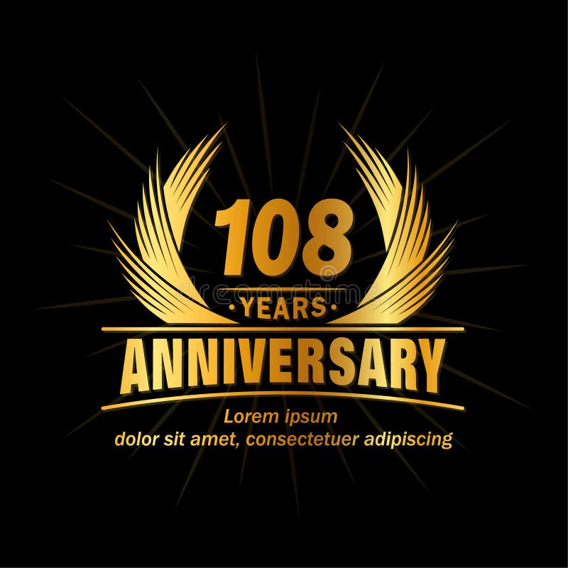 108th Anniversary. Golden and Silver Lines Vector. Stock Vector ...