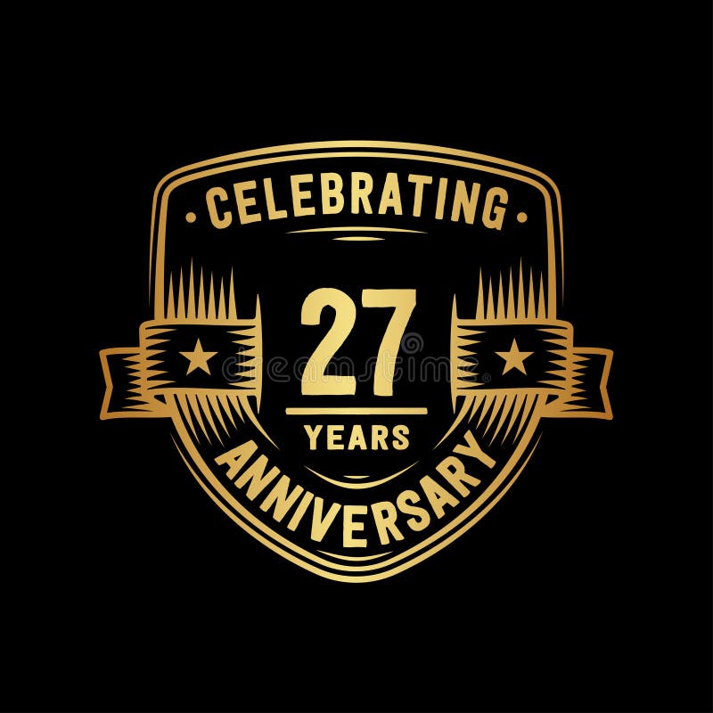 27 Years Anniversary Celebration Shield Design Template. 27th ...