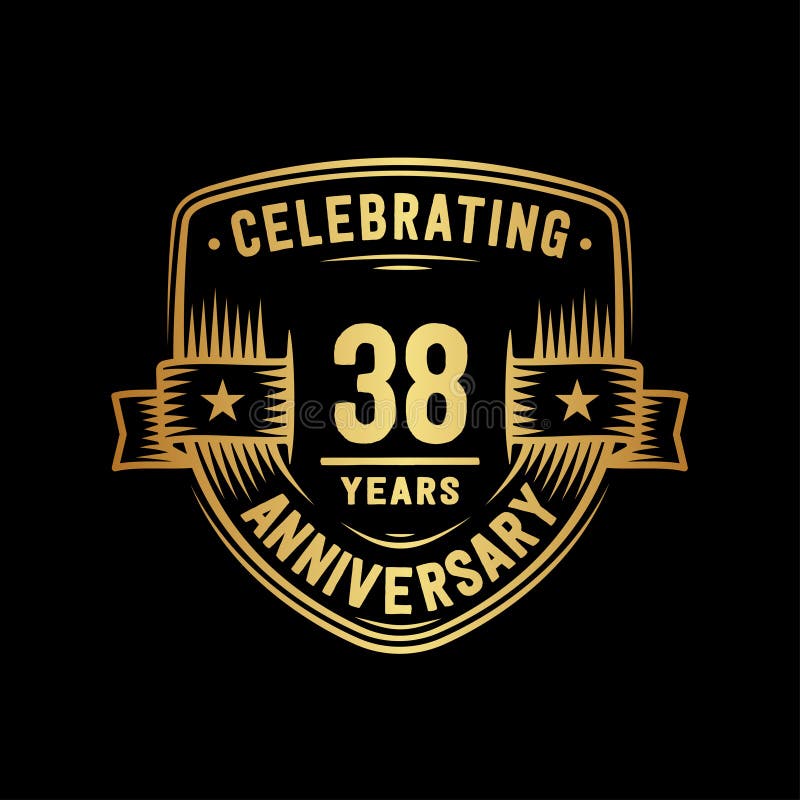 38 Years Anniversary Celebration Shield Design Template. 38th ...