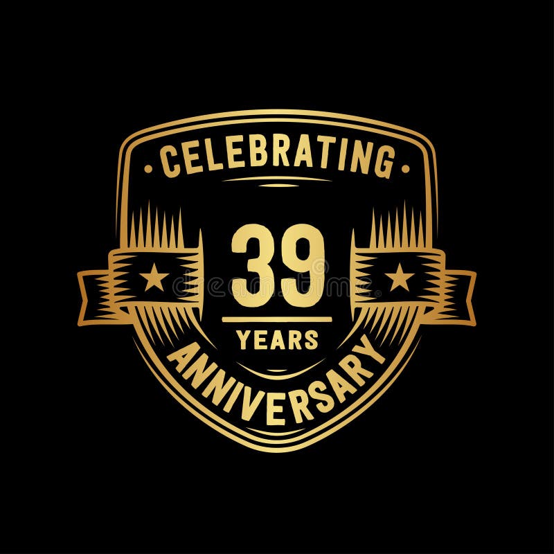 39 Years Anniversary Celebration Shield Design Template. 39th ...