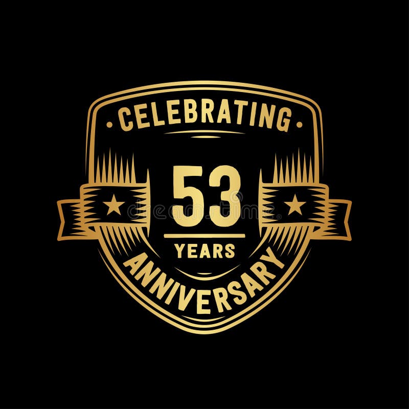 53 Years Anniversary Celebration Shield Design Template. 53rd ...