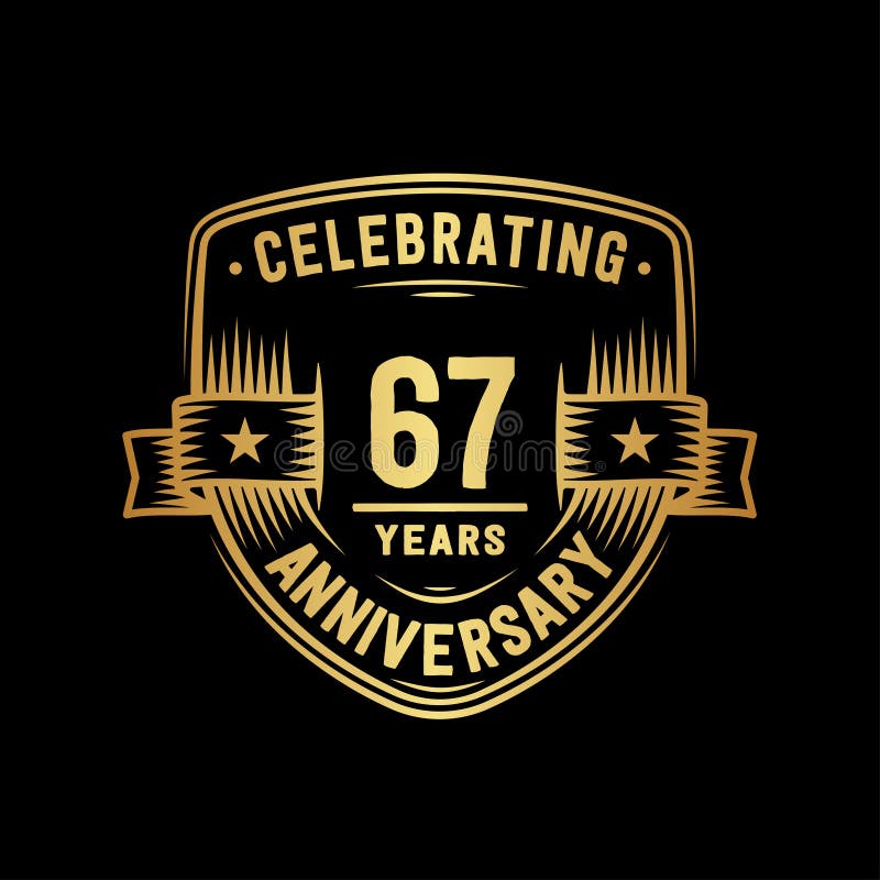 67 Years Anniversary Celebration Shield Design Template. 67th ...