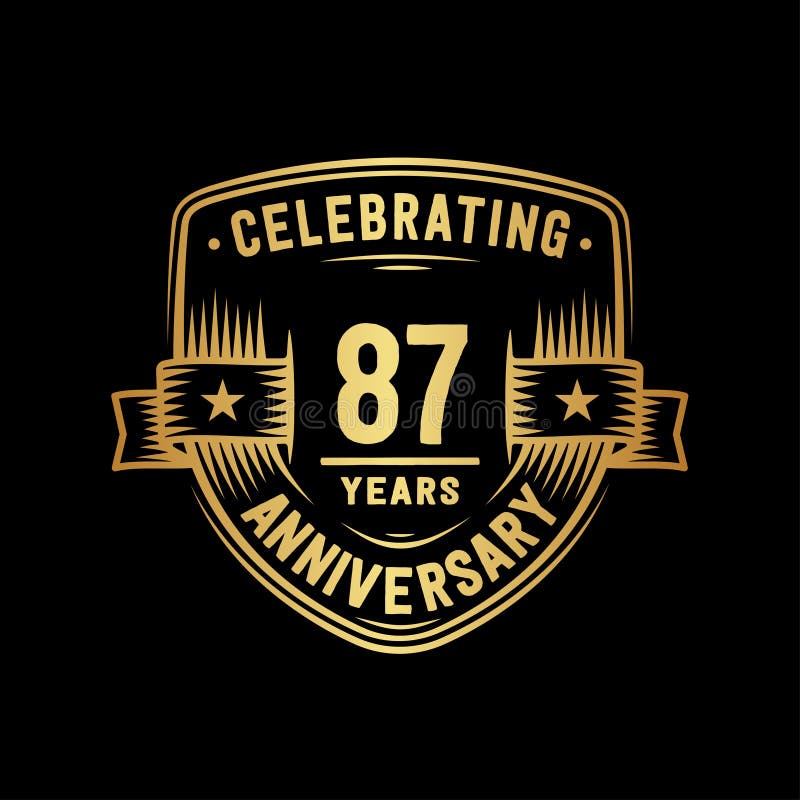 87 Years Anniversary Celebration Shield Design Template. 87th ...
