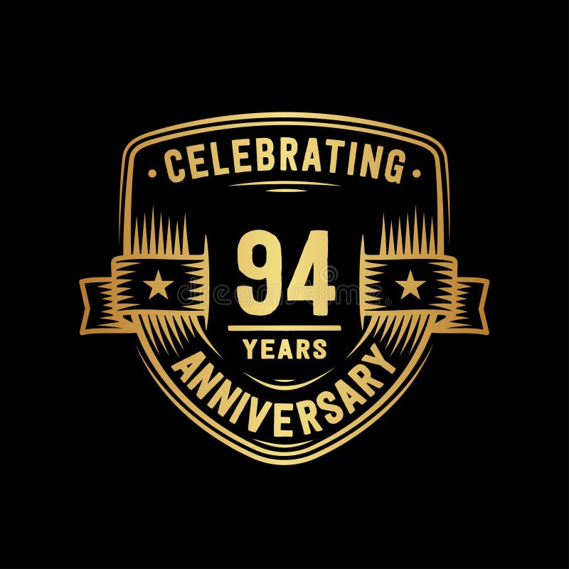 94 Years Anniversary Celebration Shield Design Template. 94th ...
