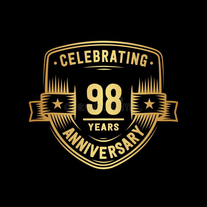98 Years Anniversary Celebration Shield Design Template. 98th ...