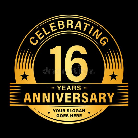 16 Years Anniversary Celebration Design Template. 16th Logo Vector ...