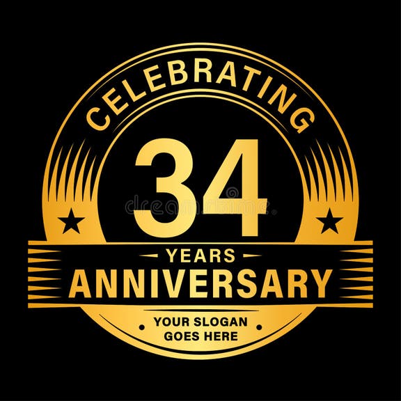 34 Years Anniversary Celebration Design Template. 34th Logo Vector ...