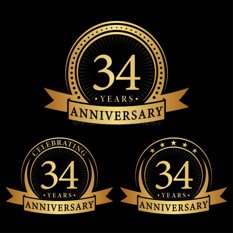 34 Years Anniversary Celebration Logotype. 34th Anniversary Logo ...