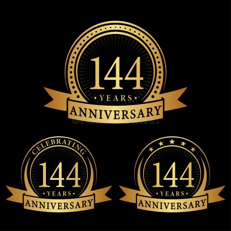 144 Years Anniversary Celebration Logotype. 144th Anniversary Logo ...