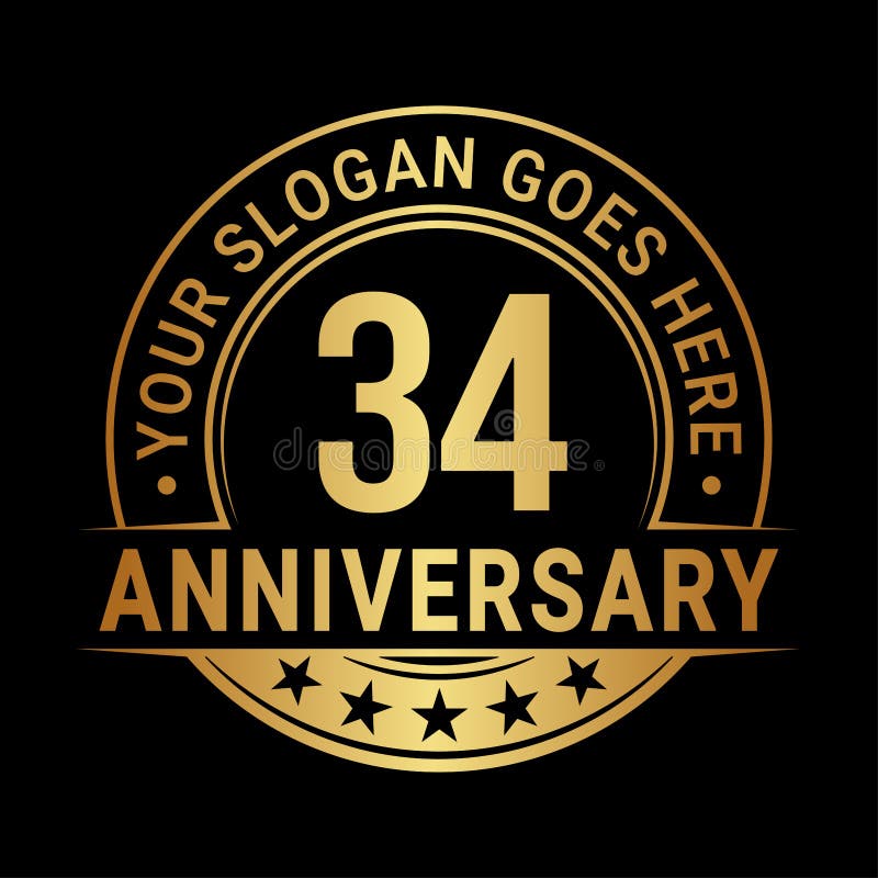 34 Years Anniversary. 34th Anniversary Logo Design Template. Vector and ...