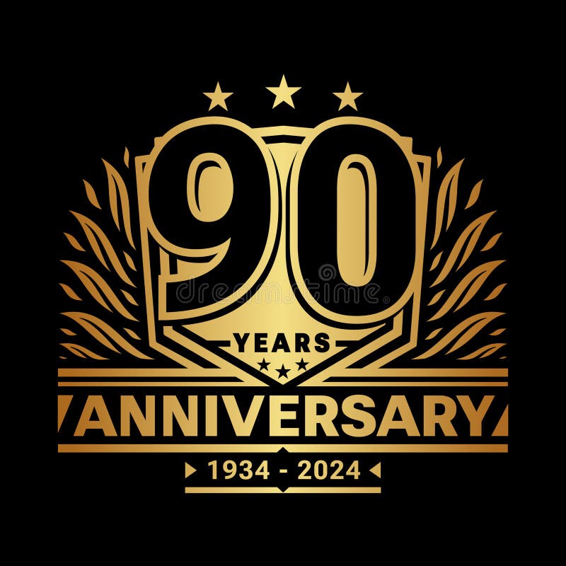 90 Years Anniversary Celebration Shield Design Template. 90th ...