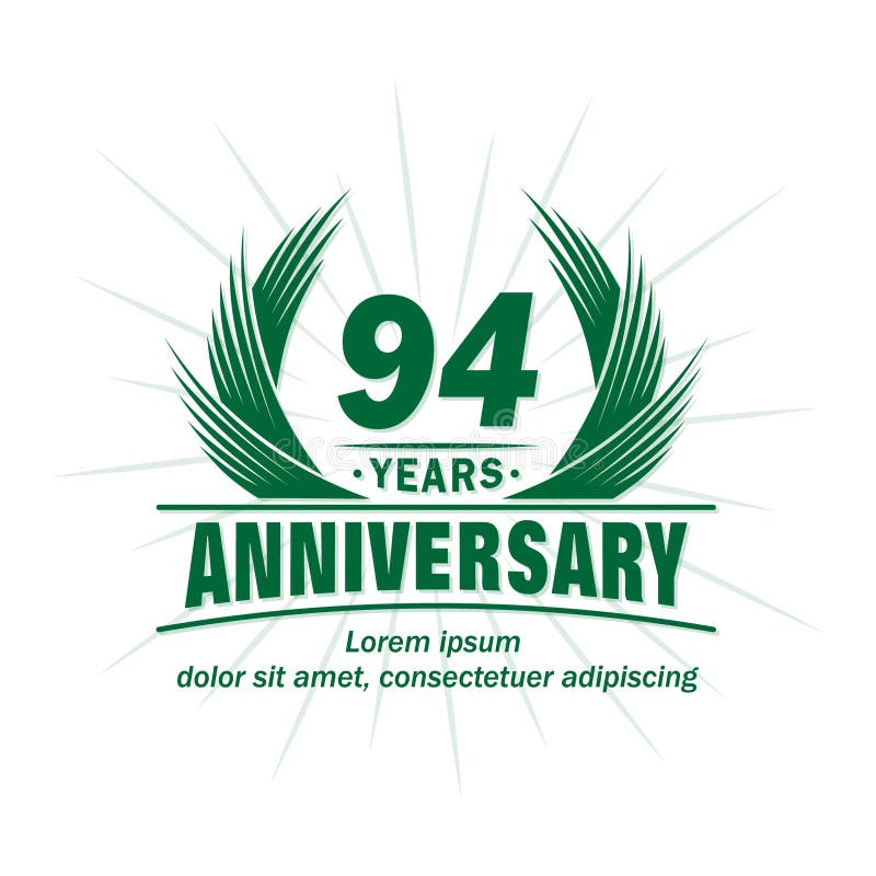 94 Years Anniversary. Elegant Anniversary Design. 94th Years Logo ...