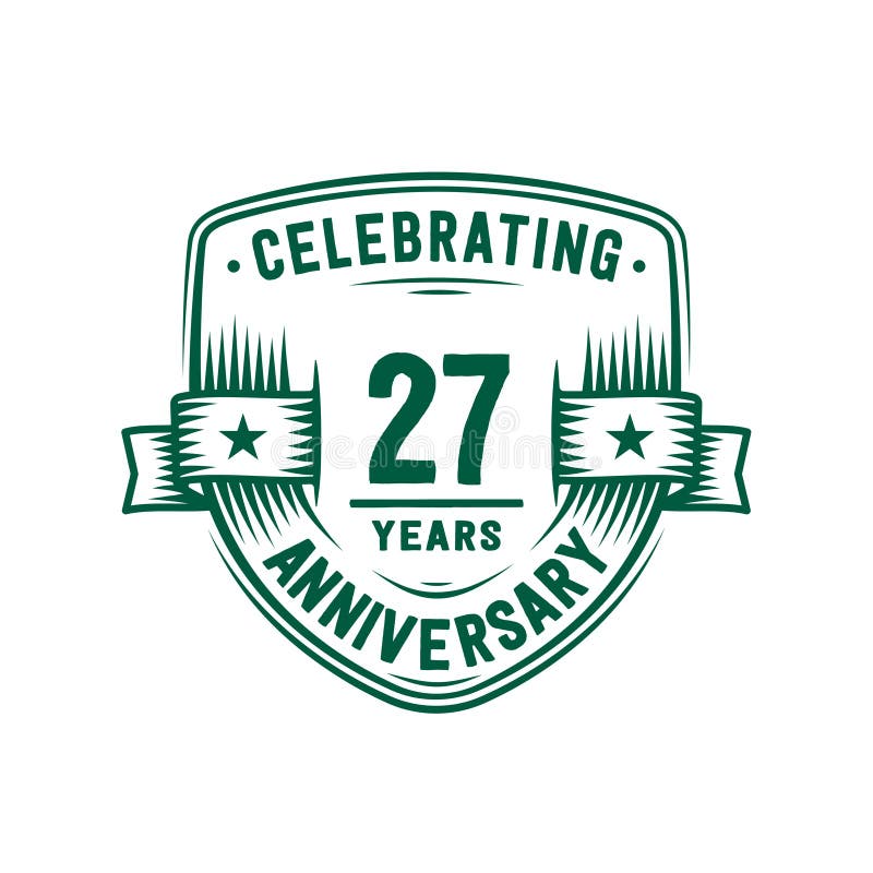 27 Years Anniversary Celebration Shield Design Template. 27th ...