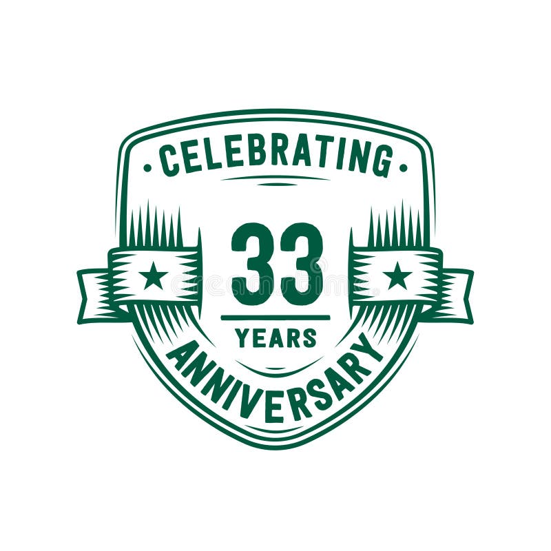 33 Years Anniversary Celebration Shield Design Template. 33rd ...