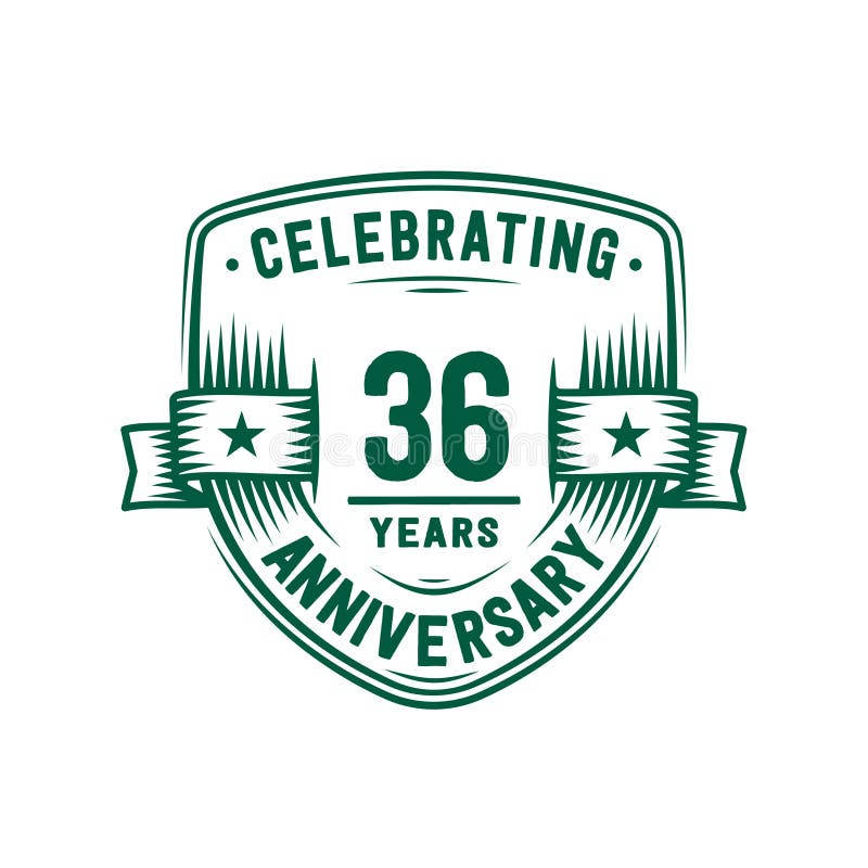 36 Years Anniversary Celebration Shield Design Template. 36th ...