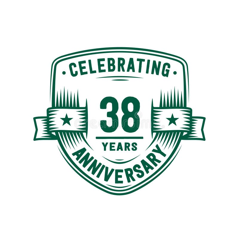 38 Years Anniversary Celebration Shield Design Template. 38th ...
