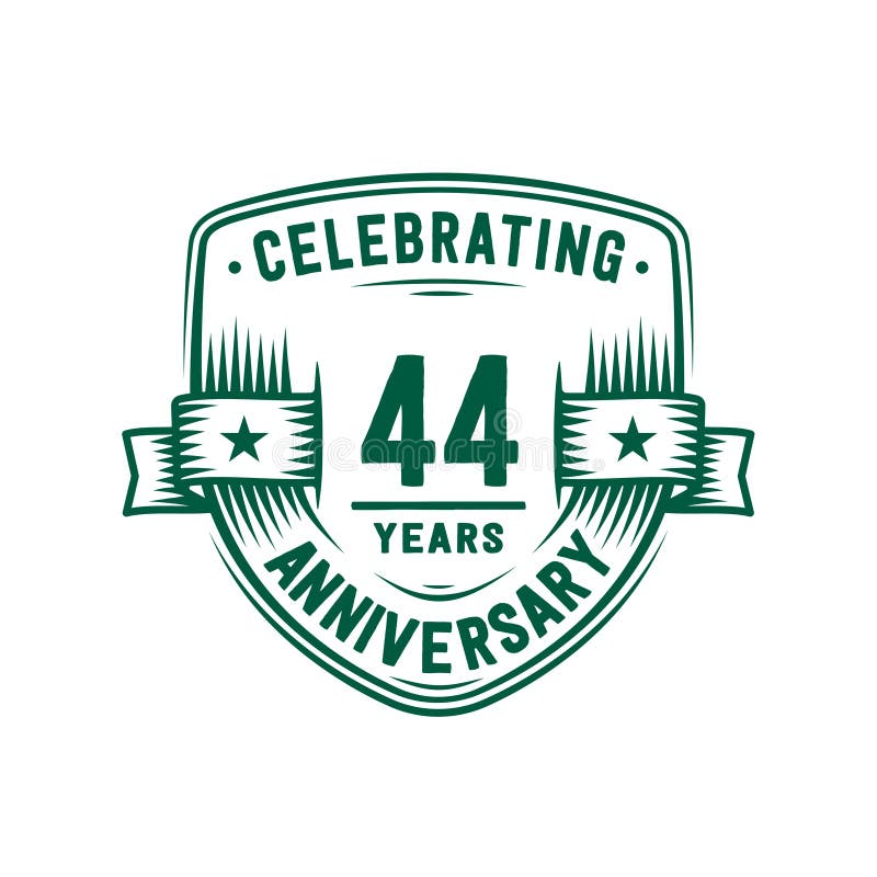 44 Years Anniversary Celebration Shield Design Template. 44th ...