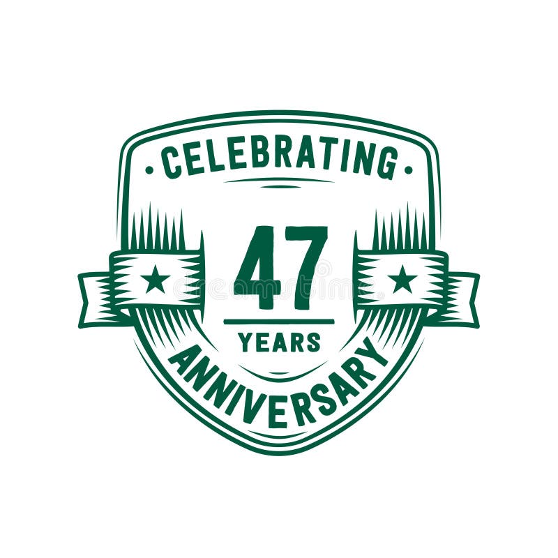 47 Years Anniversary Celebration Shield Design Template. 47th ...