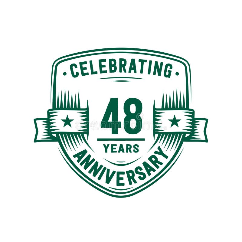 48 Years Anniversary Celebration Shield Design Template. 48th ...