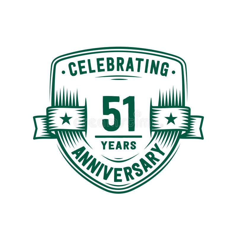 51 Years Anniversary Celebration Shield Design Template. 51st ...