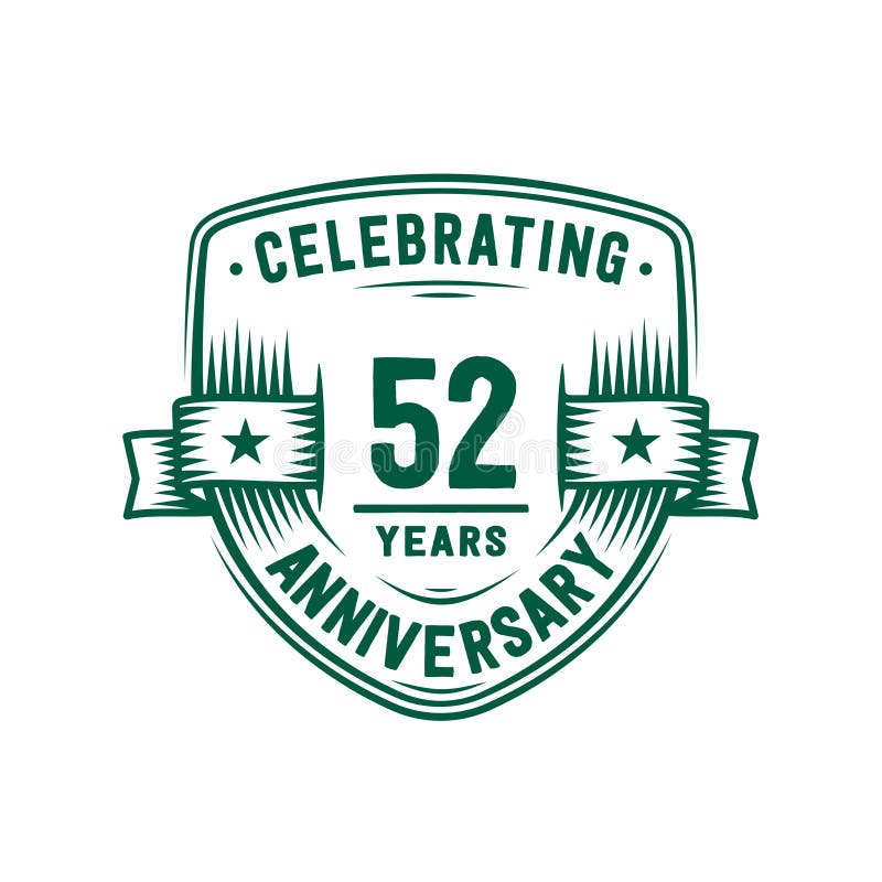 52 Years Anniversary Celebration Shield Design Template. 52nd ...