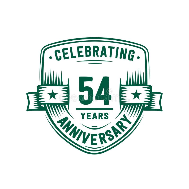 54 Years Anniversary Celebration Shield Design Template. 54th ...