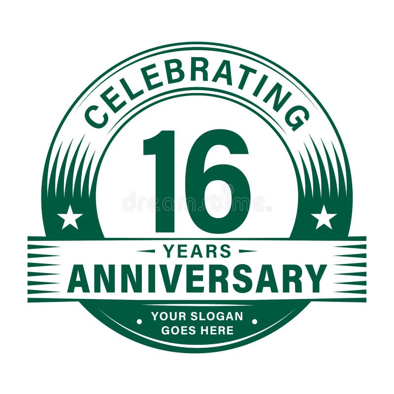 16 Years Anniversary Celebration Design Template. 16th Logo Vector ...