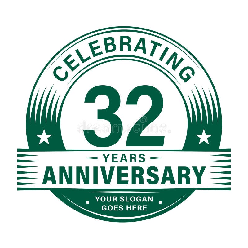 32 Years Anniversary Celebration Design Template. 32nd Logo Vector ...