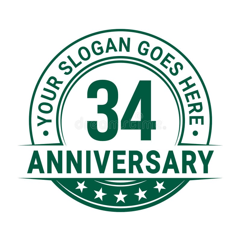 34 Years Anniversary. 34th Anniversary Logo Design Template. Vector and ...