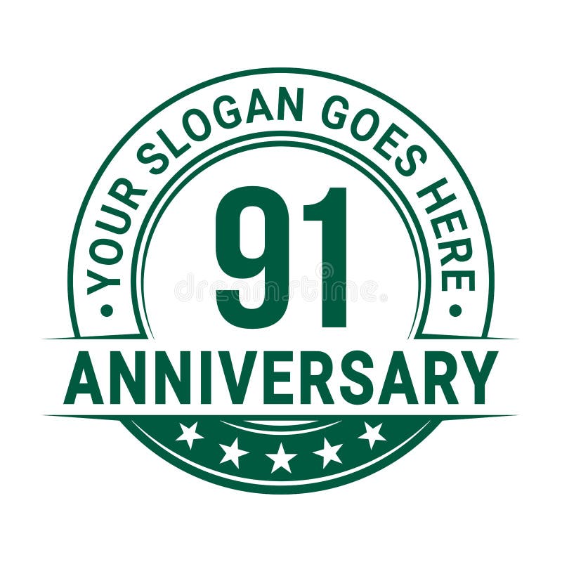 91 Years Anniversary. 91st Anniversary Logo Design Template. Vector and ...