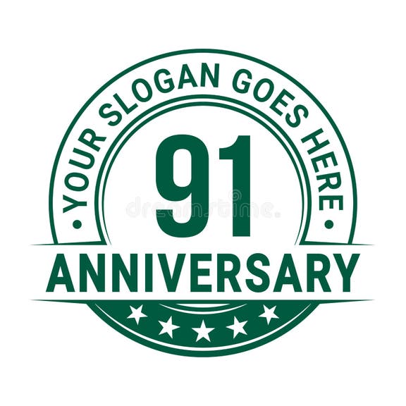91 Years Anniversary. 91st Anniversary Logo Design Template. Vector and ...