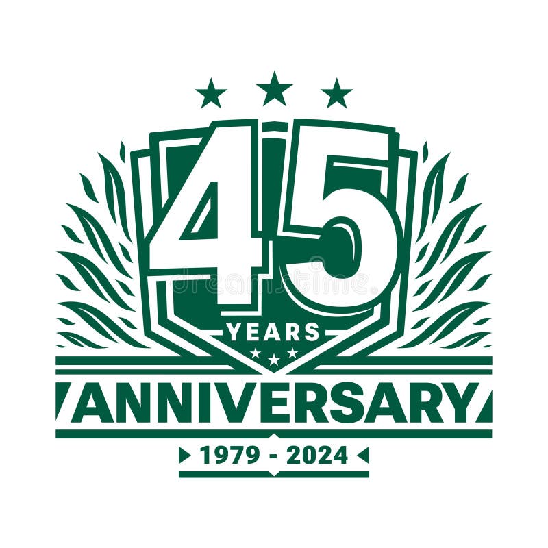 45 Years Anniversary Celebration Shield Design Template. 45th ...
