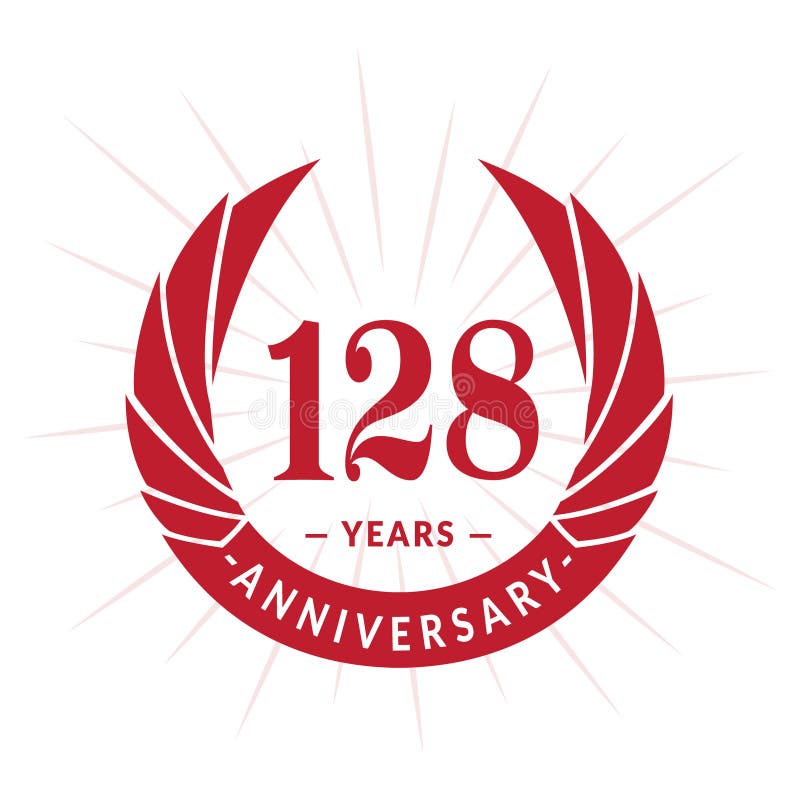 128 Years Anniversary Design Template. Elegant Anniversary Logo Design ...
