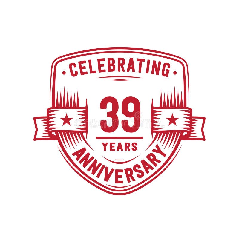 39 Years Anniversary Celebration Shield Design Template. 39th ...