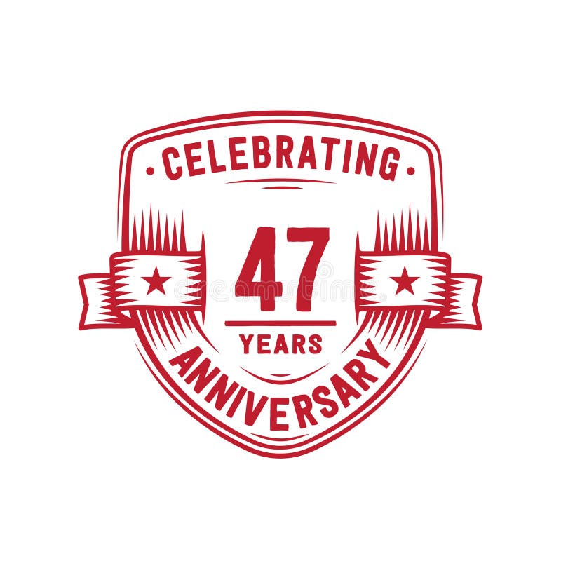 47 Years Anniversary Celebration Shield Design Template. 47th ...